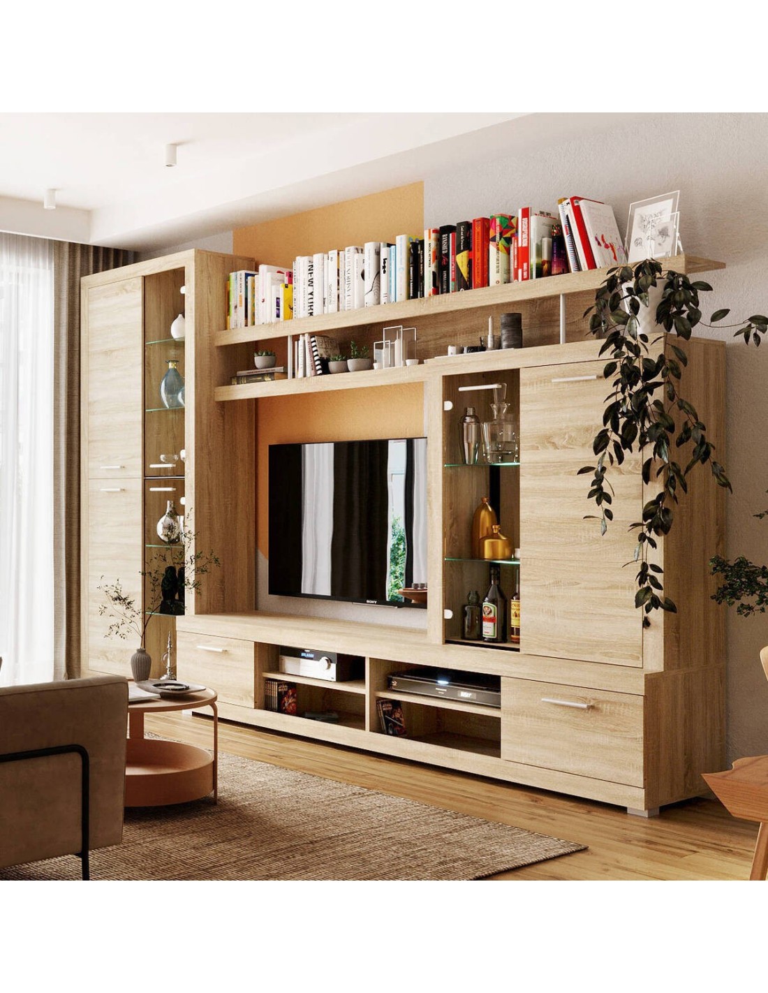 Mueble de salón modular MENORCA color roble sonoma de 296 cm